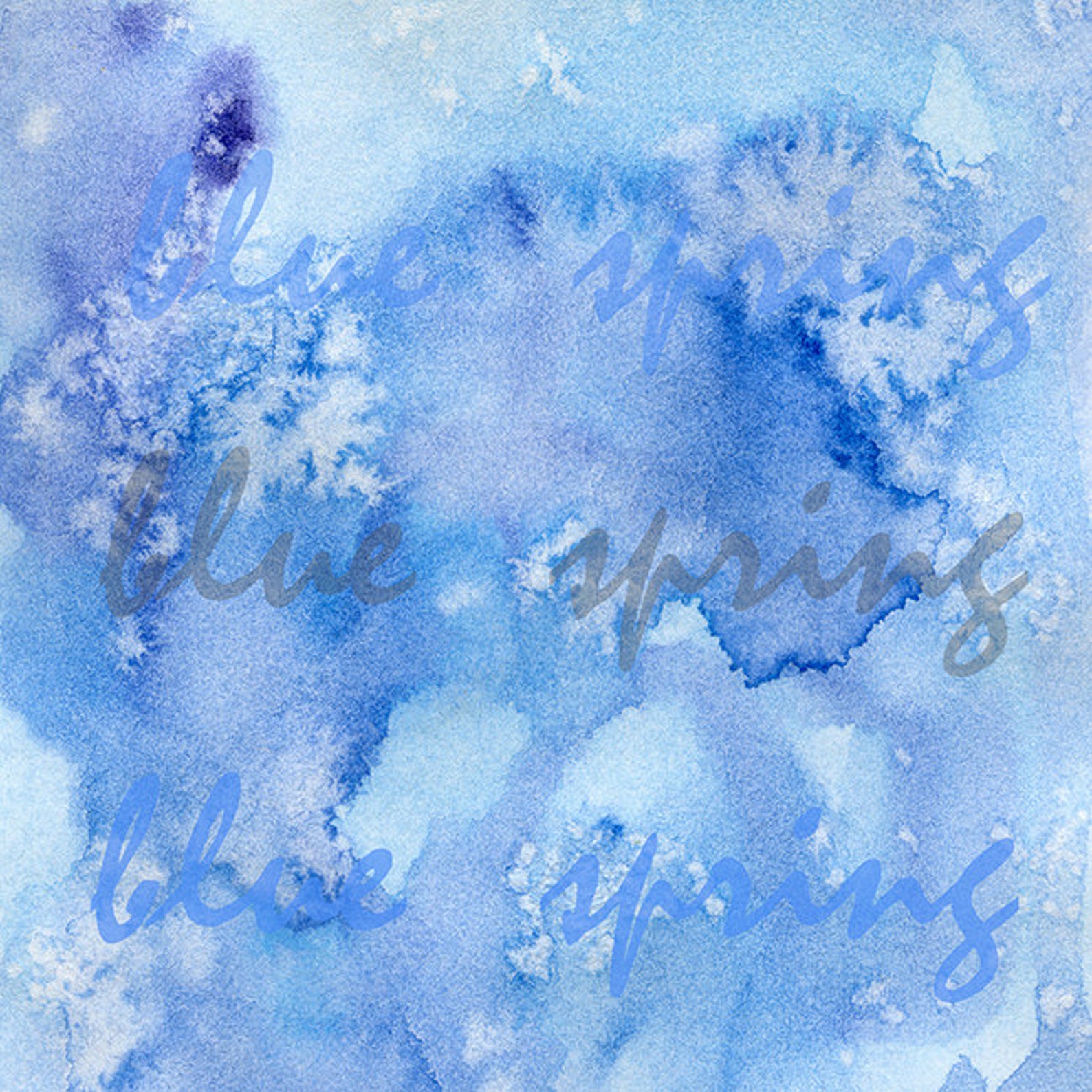 Watercolor Digital Paper Blue Spring Commercial Use Background Overlay ...