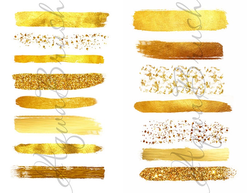 Real Gold Brush Strokes Clipart 2 - Commercial Use Gold Glitter ...