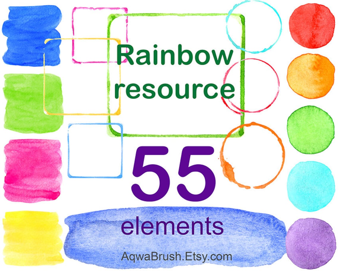 Rainbow Resource Watercolor Clipart Commercial Use - Etsy