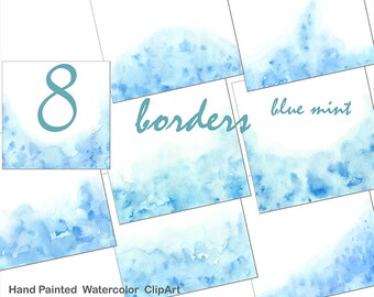 Watercolor Clipart Circles and Frames 48 Pc Teal Aqua - Etsy