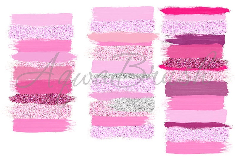 Brush Strokes Clipart Glamour - Pink Purple and Glitter Barushstroke ...