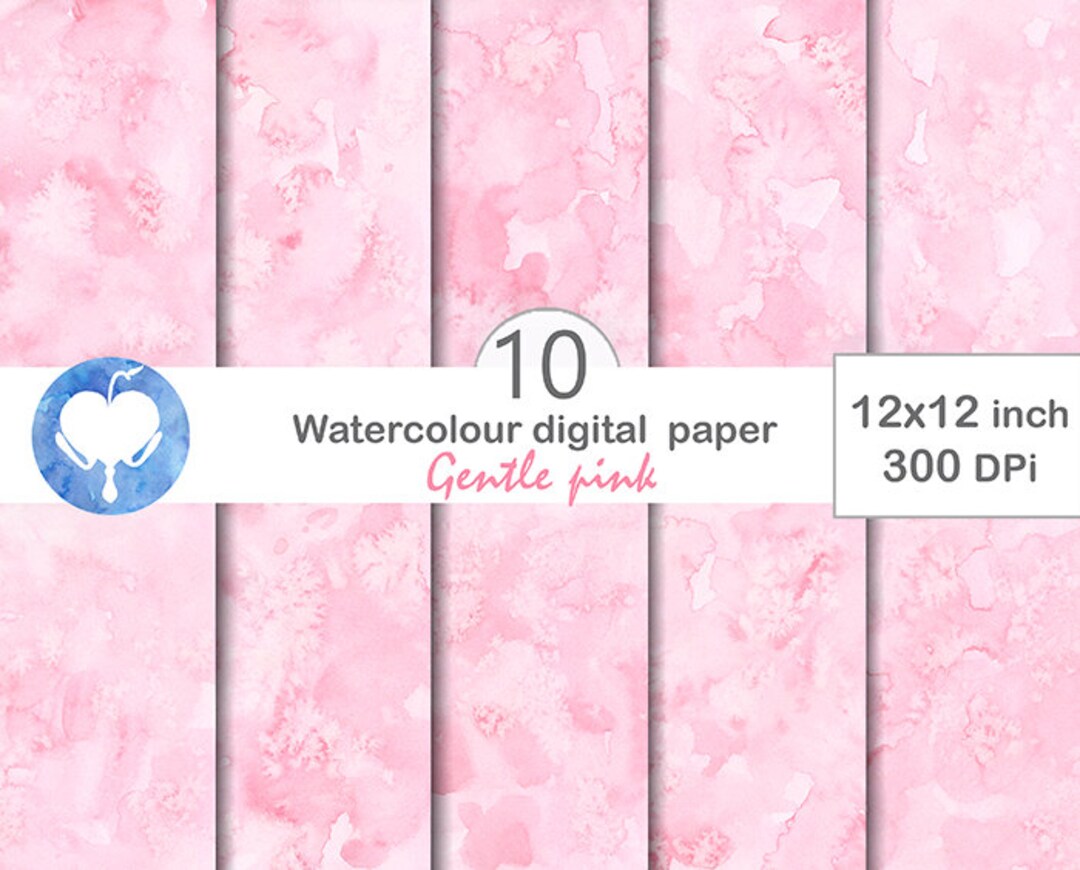 Digital Watercolor Paper Gentle Pink Commercial Use Hand-painted ...