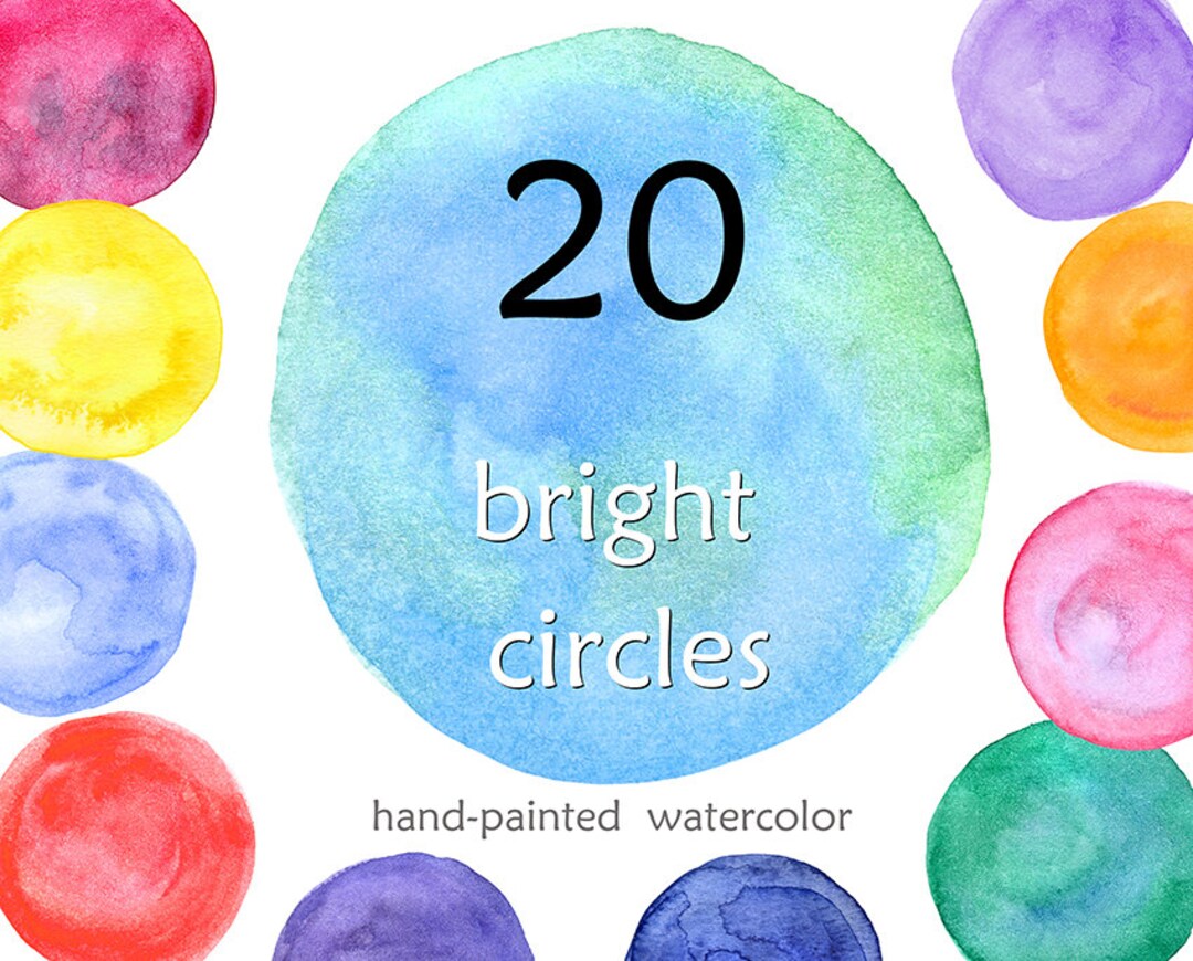 Bright Circles Watercolor Commercial Use Clipart Rainbow Dot Hand ...