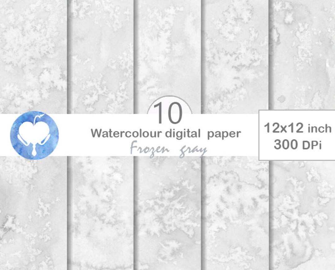 Digital Paper Frozen Gray, Commercial Use Digital Watercolor Artistic ...