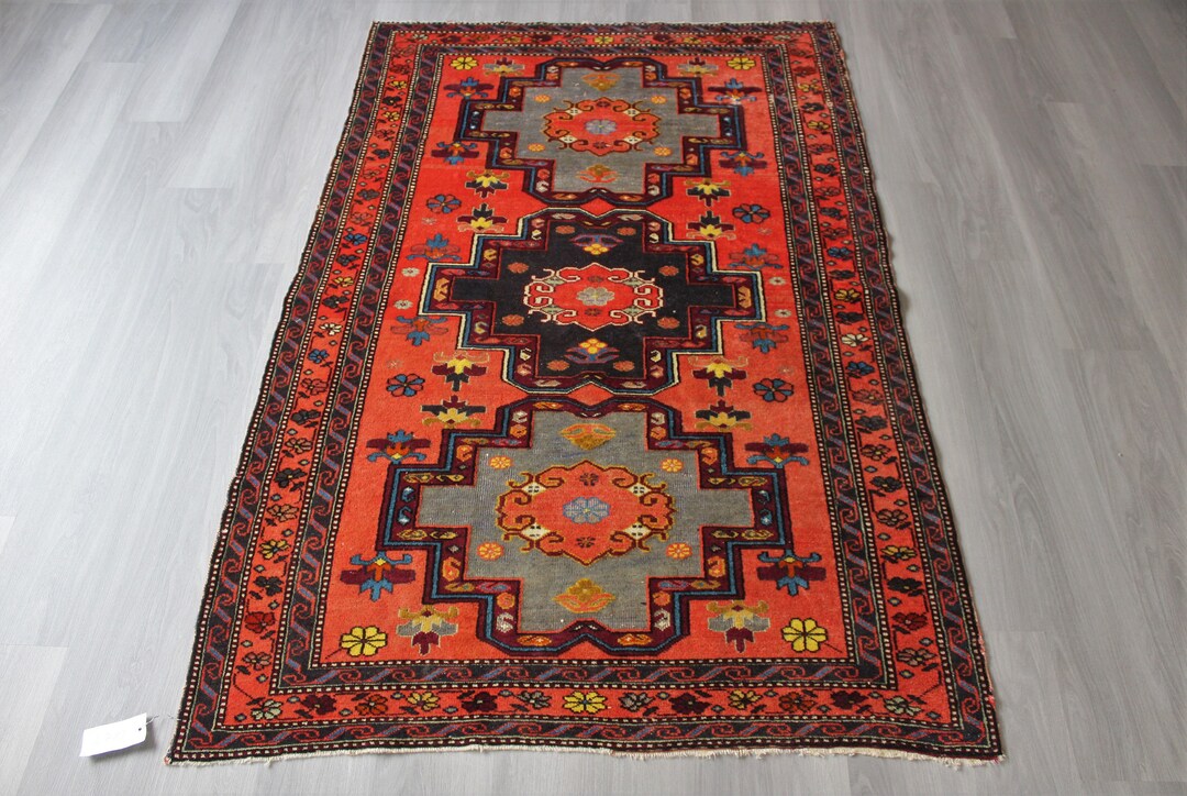 Vintage Caucasian Rug, Ethnic Caucasian Rug, Caucasian Area Rug, Small ...