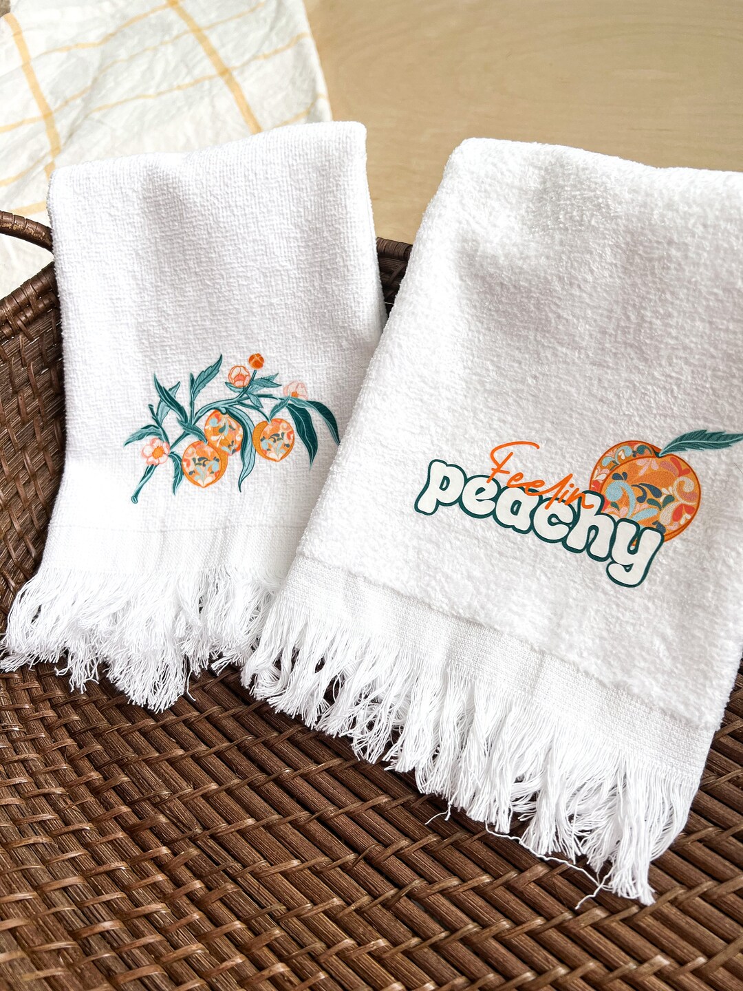 Peach Hand Towel. Feelin Peachy. Kitchen Towel. Bathroom - Etsy