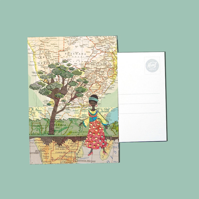 World Map Postcards Africa Series - Etsy