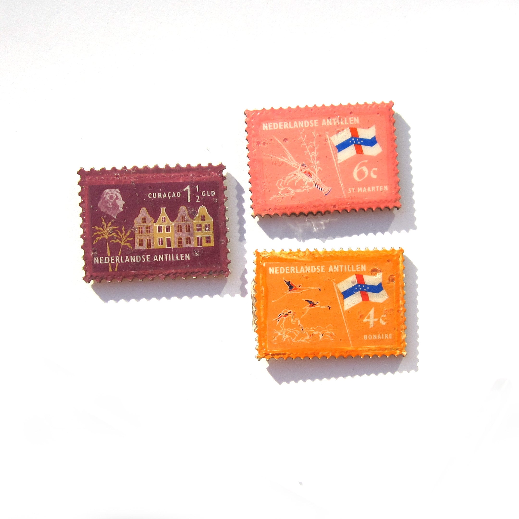 Postage stamp magnet set
