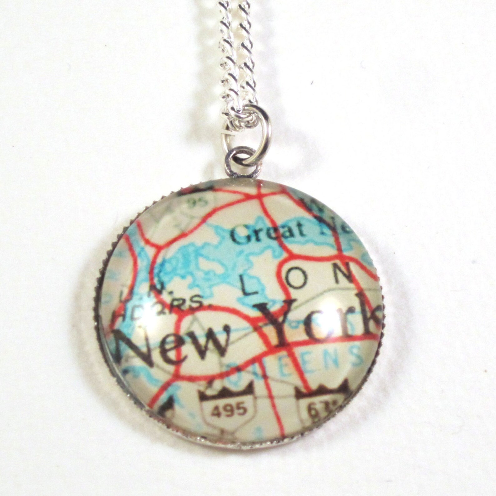 Personalized Map Necklace America Variatons 25 Mm | Etsy