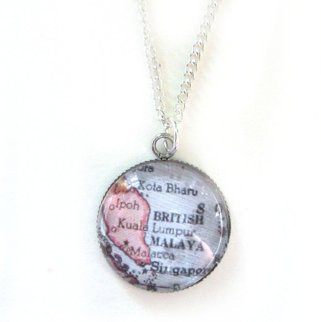 Personalized Map Necklace - Asia Variations 25 Mm - Etsy