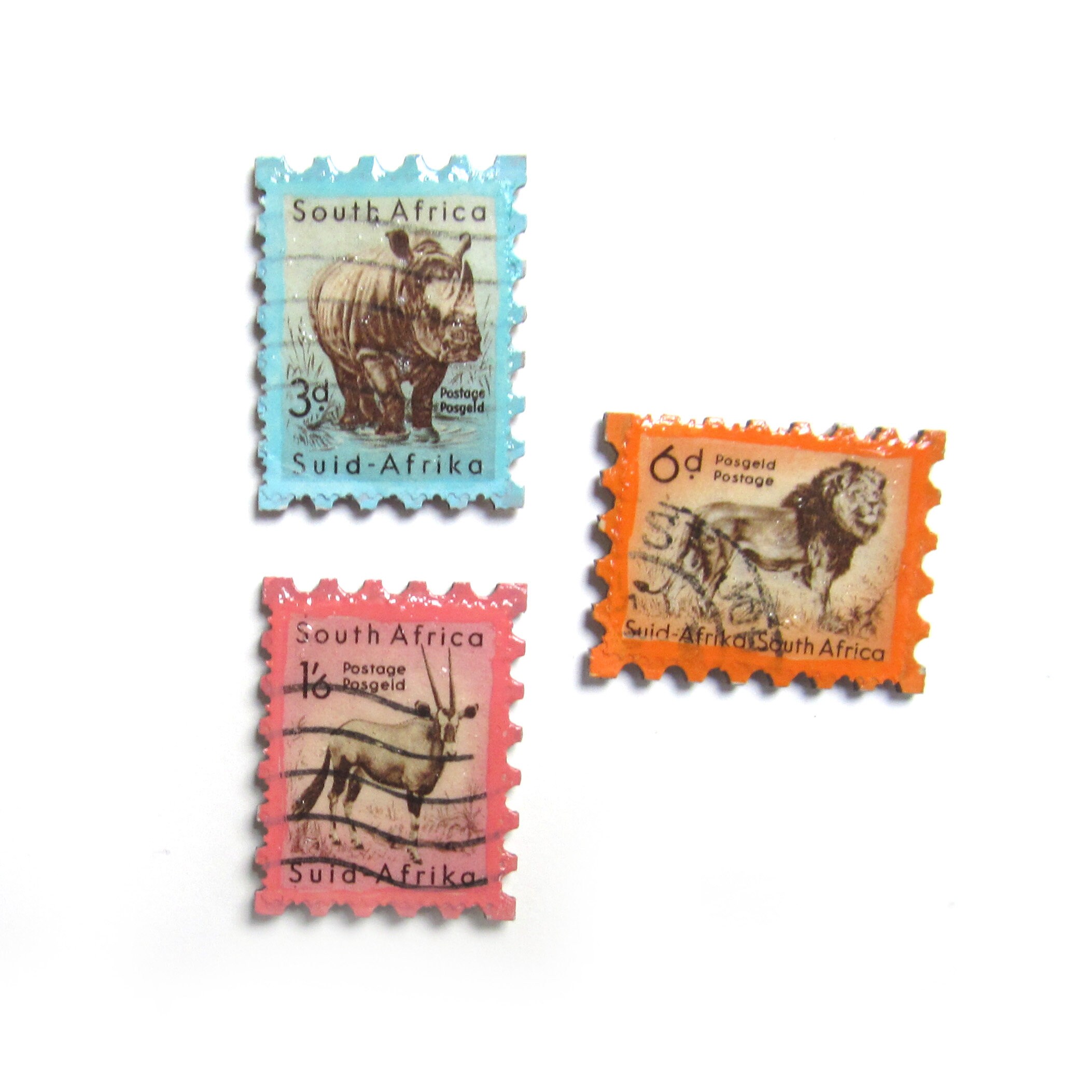 Postage stamp magnet set