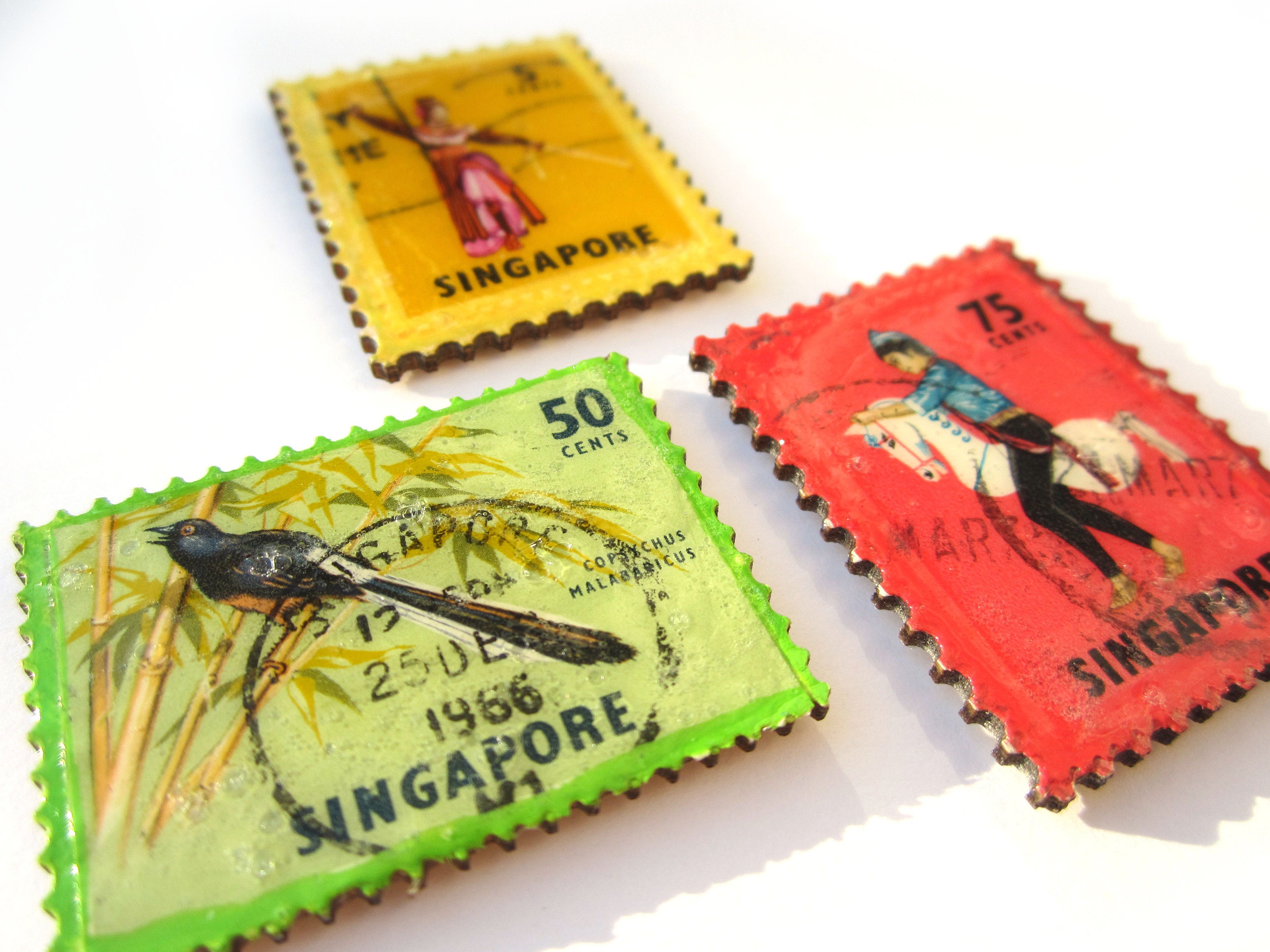 Postage stamp magnet set