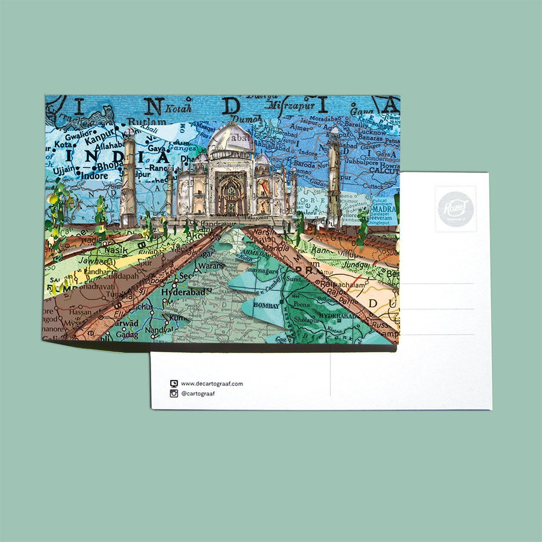 World Map Postcards India Variations - Etsy