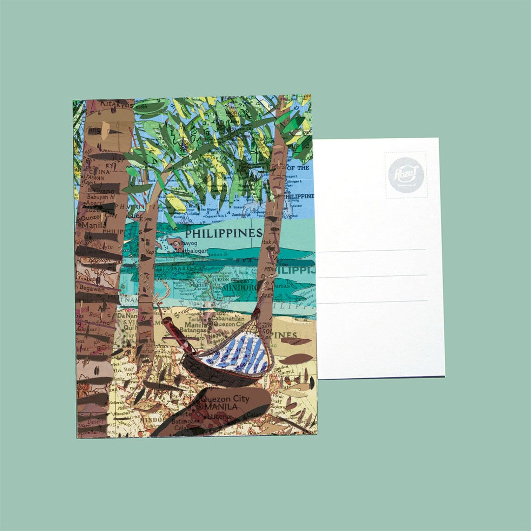 World Map Postcards - Philippines / Indonesia - Etsy