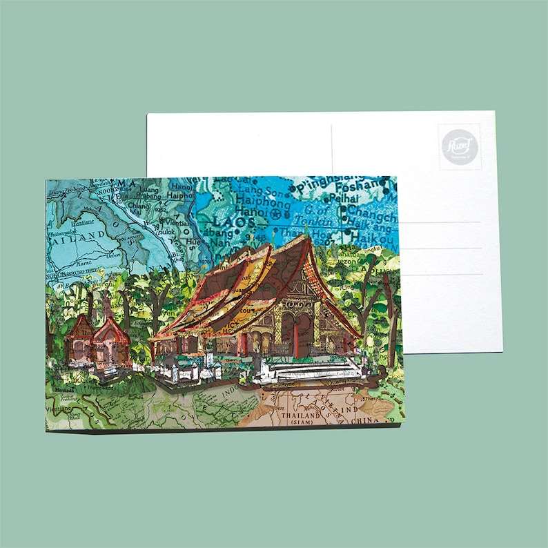 World Map Postcards Asia - Etsy