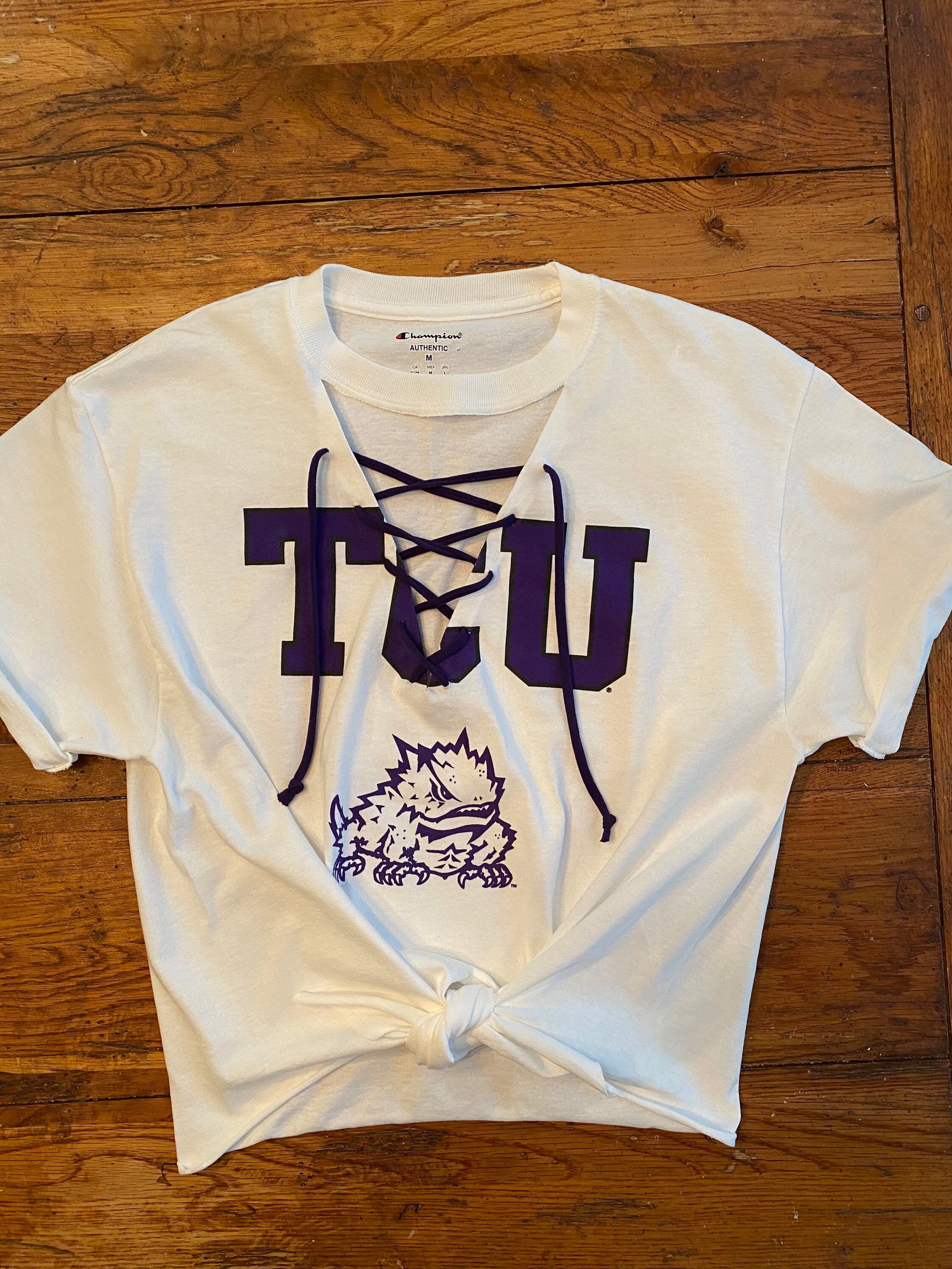 UT White Tee Lace up With Burnt Orange Self Ties. | Etsy