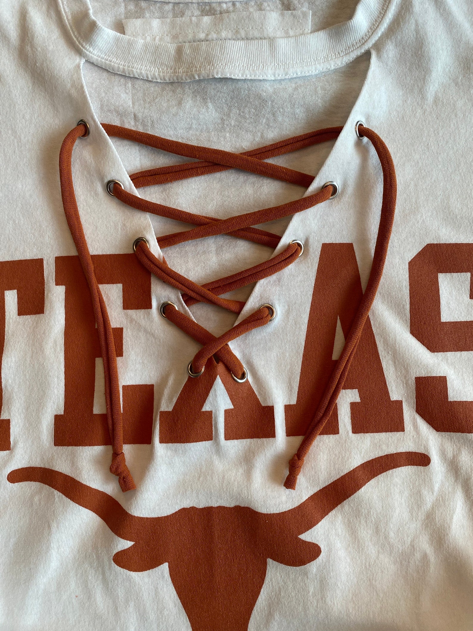 UT White Tee Lace up With Burnt Orange Self Ties. - Etsy