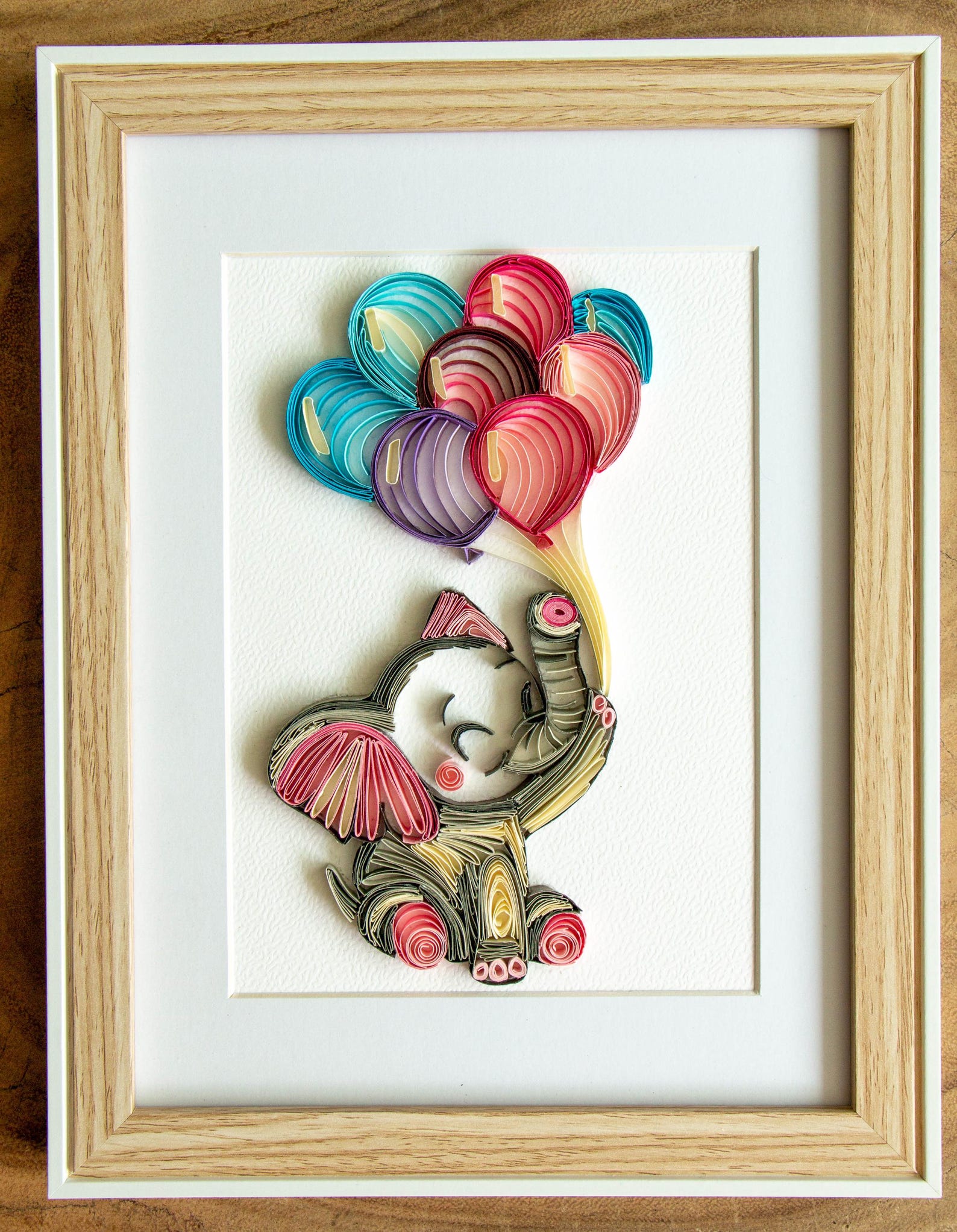 Quilled Baby Elephant Balloon Art - Handmade Paper Artwork - Etsy