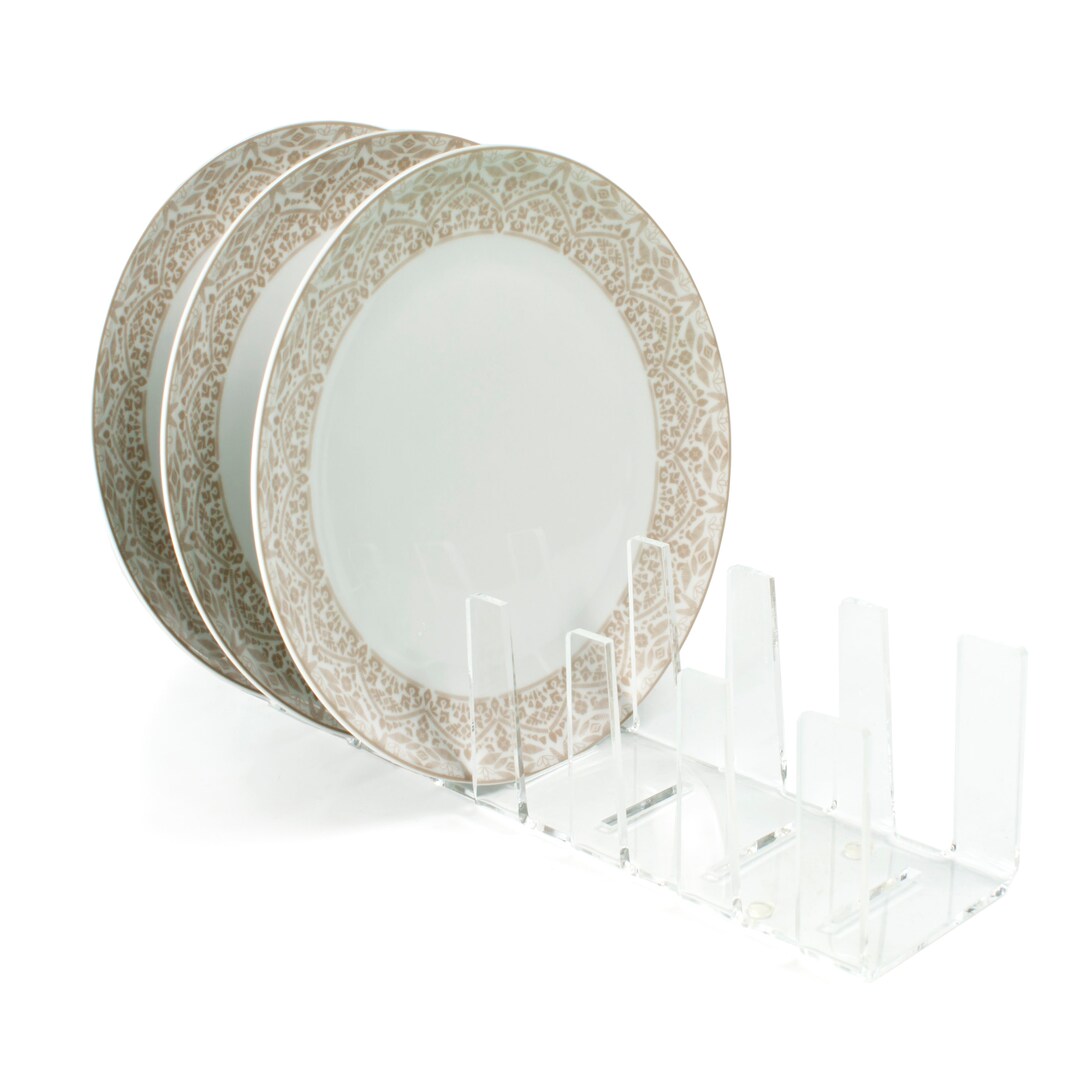 Acrylic Plate Rack - Counter Display Kitchen Storage - Holds 6 Plates ...
