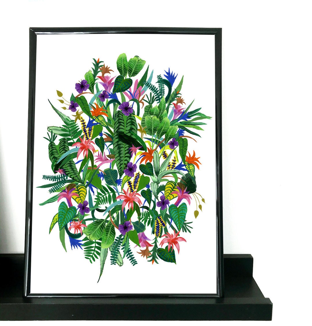 Tropical Floral Print, Hand Painted, Digitally Printed, Tropical Print ...