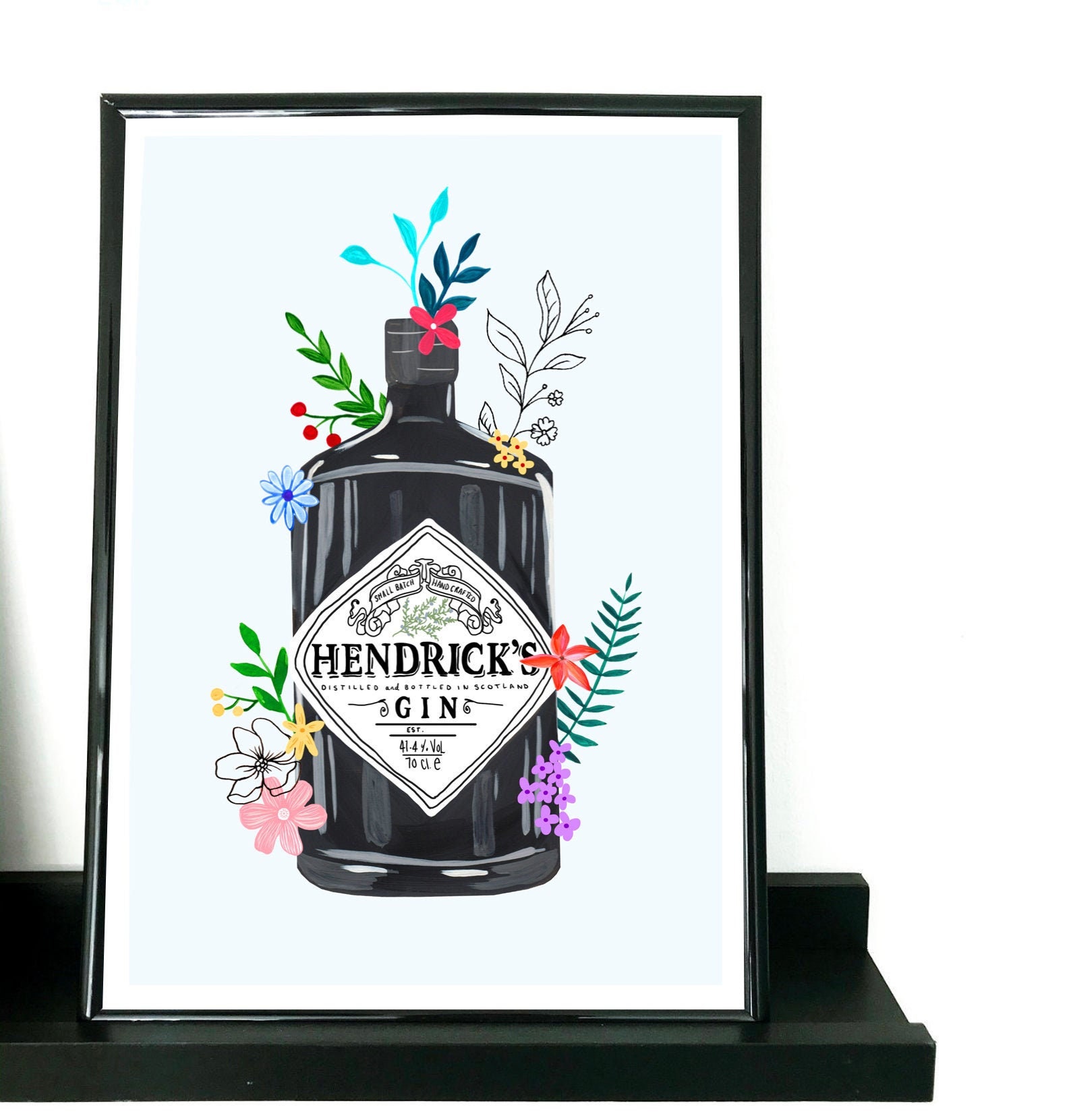 Gin Print Gin Floral Print Hand Painted Gin Painting A5 - Etsy UK