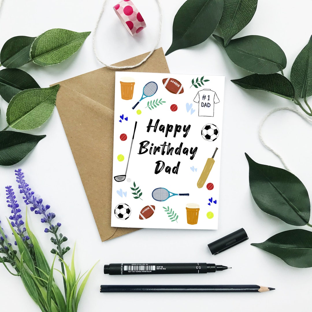 Dad Birthday Day Card, Dad Birthday Day, Sports, Sports Illustration ...