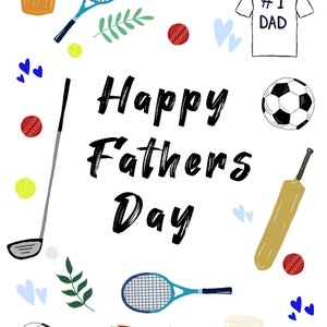 Fathers Day Card, Fathers Day, Sports, Sports Illustration, Greetings ...