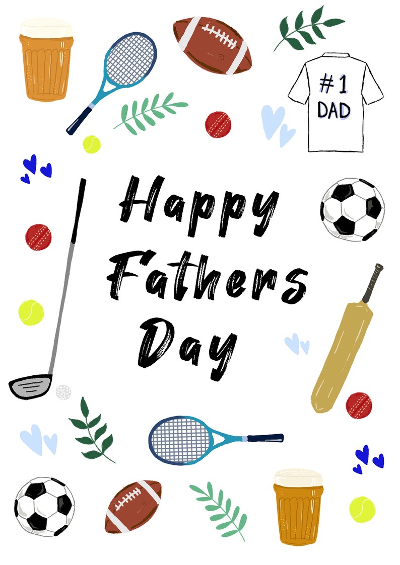 Fathers Day Card, Fathers Day, Sports, Sports Illustration, Greetings ...
