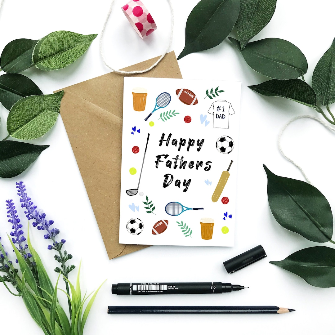 Fathers Day Card, Fathers Day, Sports, Sports Illustration, Greetings ...