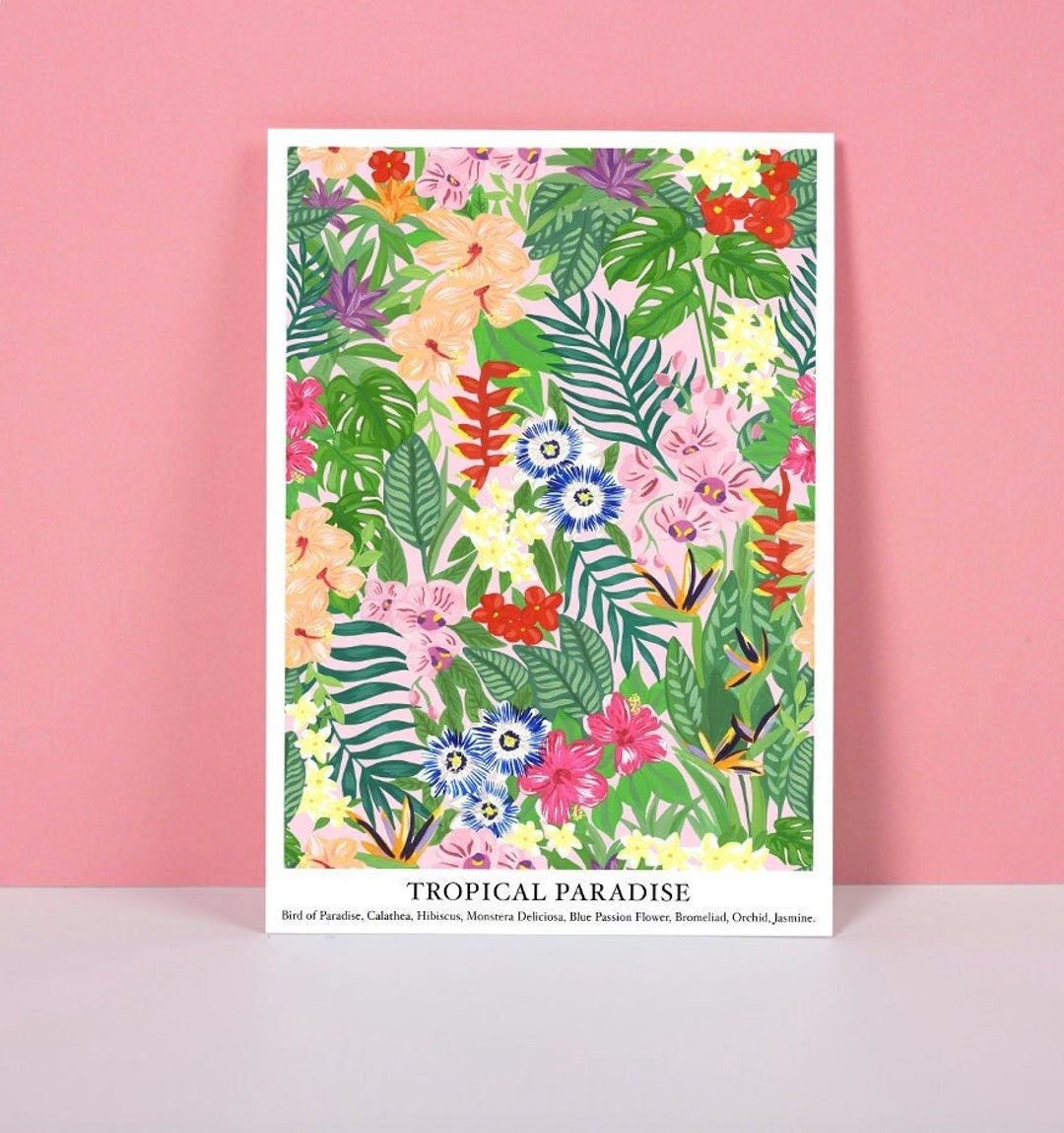 Tropical Floral Print, Tropical Floral Painting, Tropical Flower Art ...