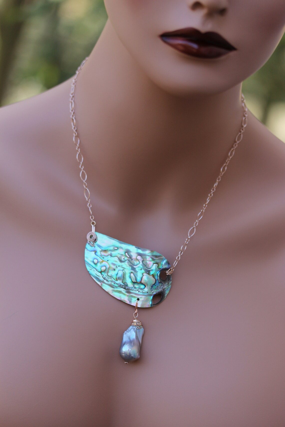 Abalone Shell Jewelry June birthstone Baroque Pearl Unique | Etsy