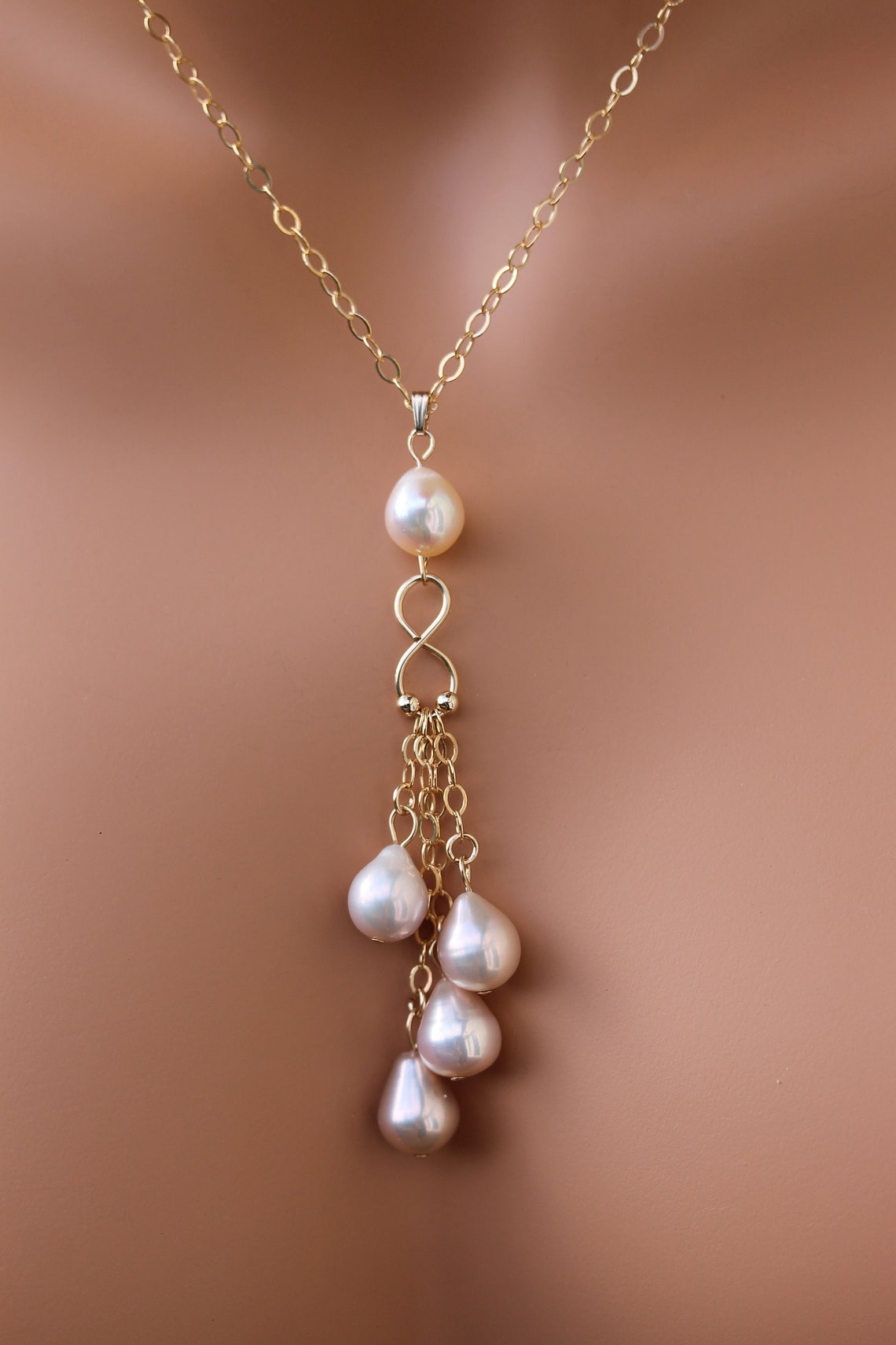 Lariat Pearl Neclace Freshwater Pearls Pearl Necklace Tin Etsy Australia