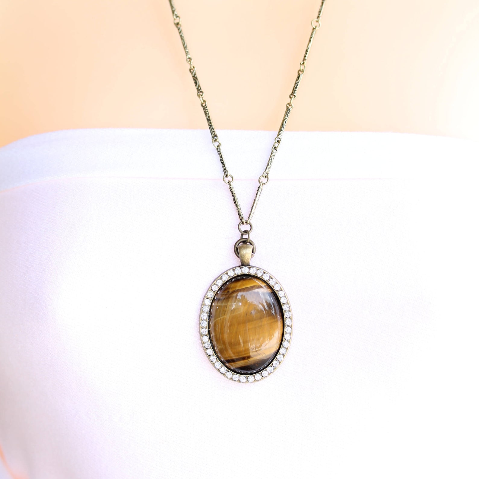 Tigers Eye Necklaces Tiger Eye Jewelry Bronze Necklaces - Etsy