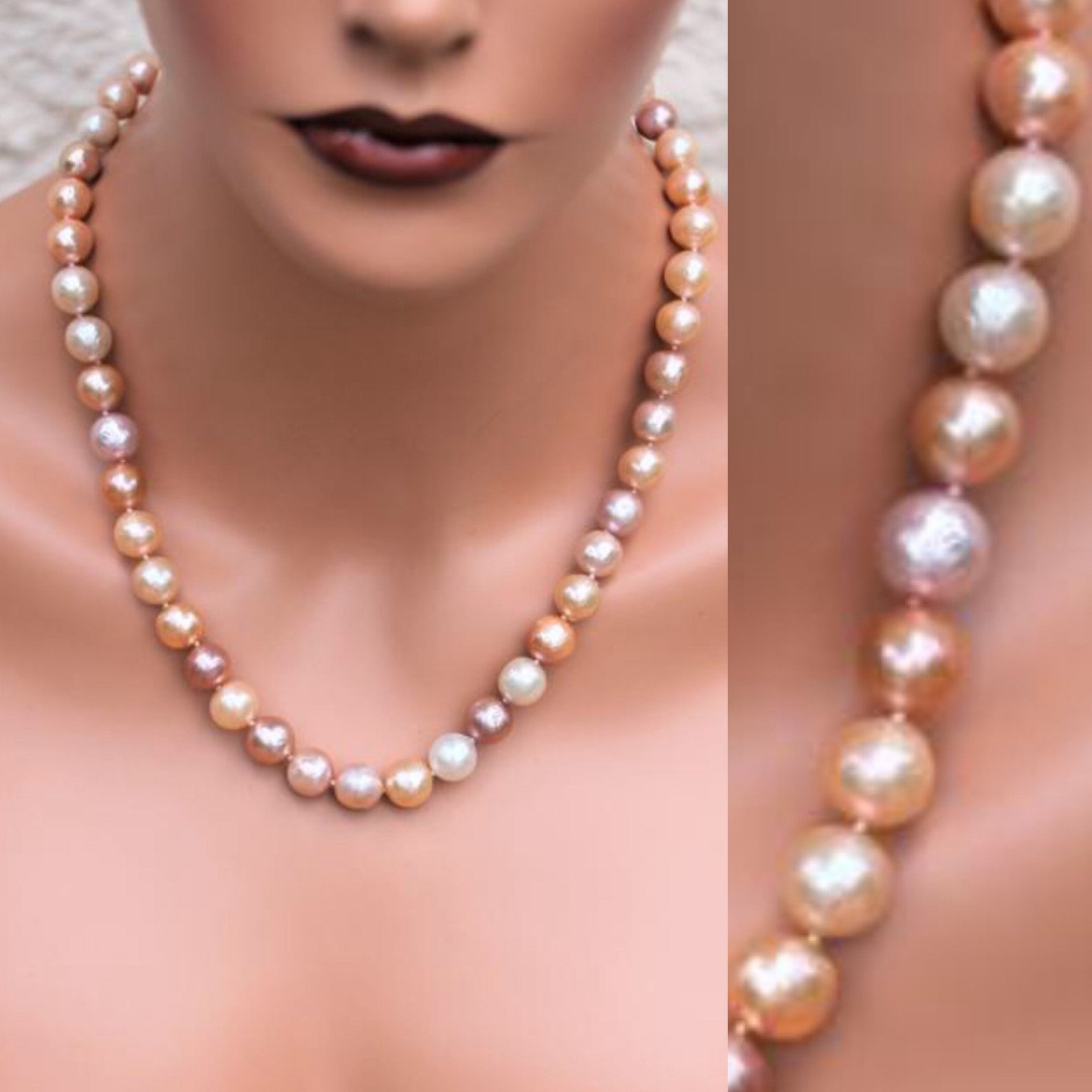 Pearl Necklace Pearl Strand Edison Pearls Genuine Pearl - Etsy