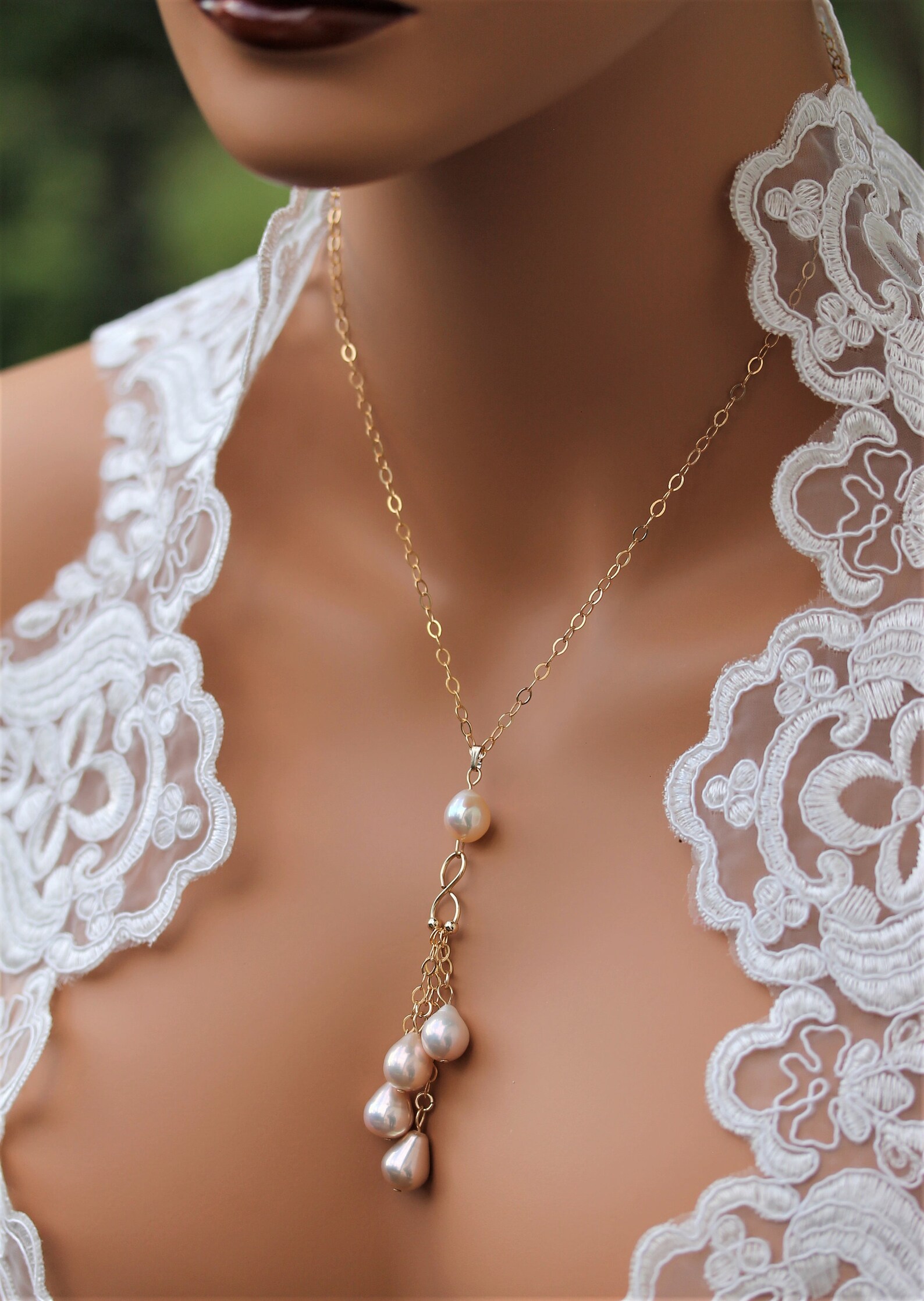 Lariat Pearl Neclace Freshwater Pearls Pearl Necklace Tin Etsy Australia