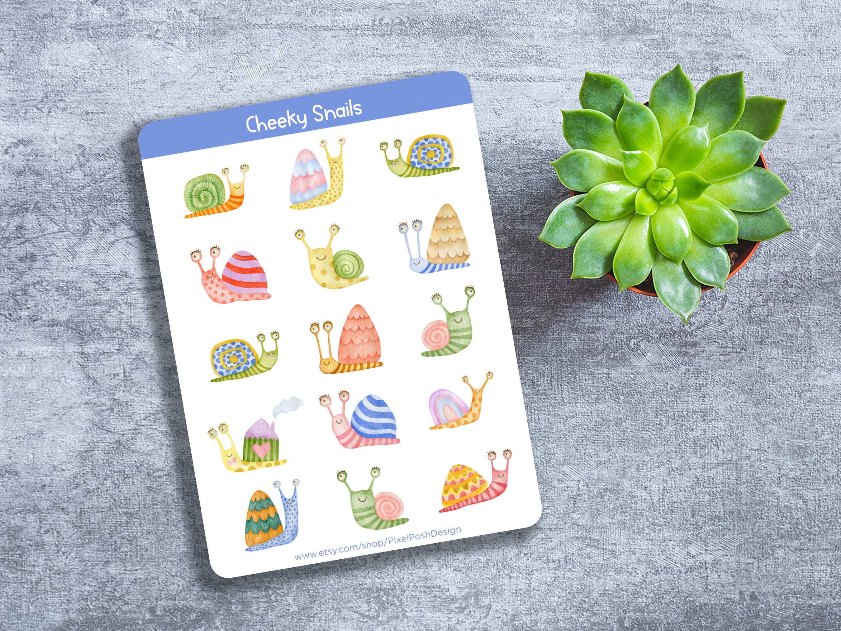 Cheeky Snail Stickers Cute Snail Stickers Planner Stickers - Etsy