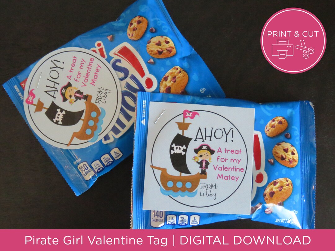 INSTANT DOWNLOAD Ahoy Matey Pirate Girl Valentine Tag School Valentine ...