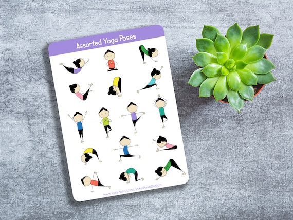 Assorted Yoga Poses Set Cute Yoga Stickers Planner | Etsy