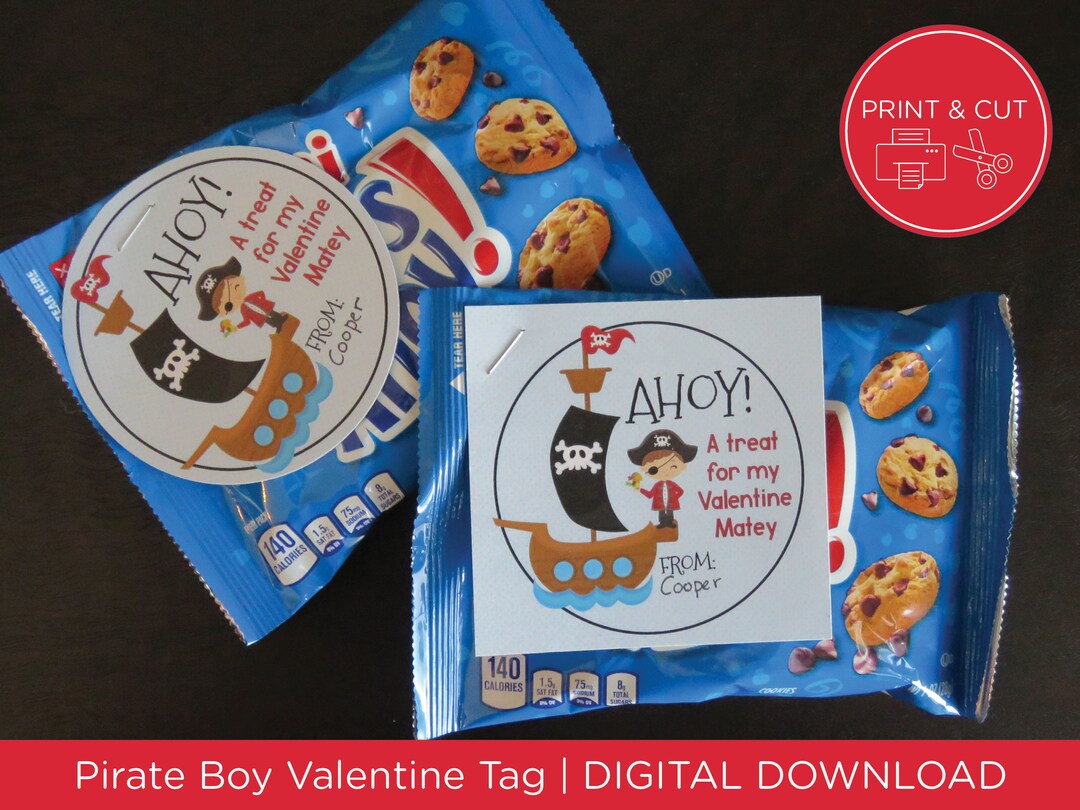 INSTANT DOWNLOAD Ahoy Matey Pirate Boy Valentine Tag School Valentine ...