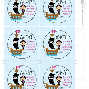 INSTANT DOWNLOAD Ahoy Matey Pirate Girl Valentine Tag School Valentine ...