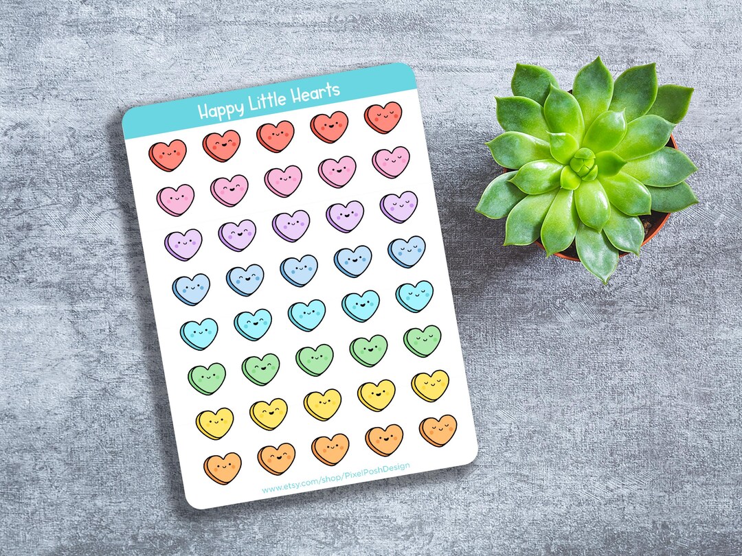 Happy Little Hearts - Sticker Sheet - Valentines Stickers - Bullet ...
