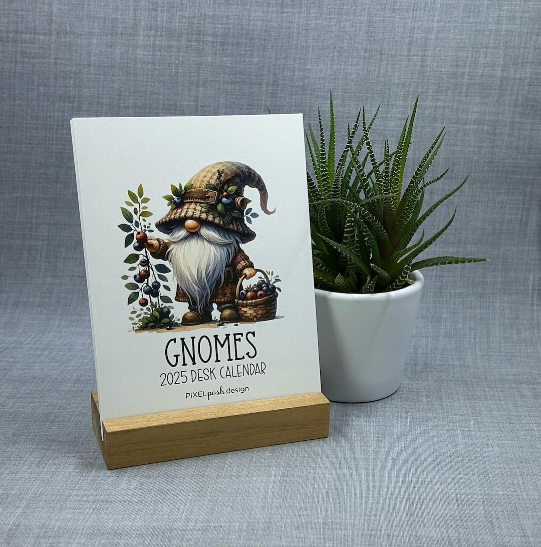 2025 Desk Calendar, Gnomes, Desk Calendar With Wood Stand, Calendar ...