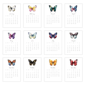 2026 Desk Calendar: Butterfly Version One, Watercolor Art With Optional ...