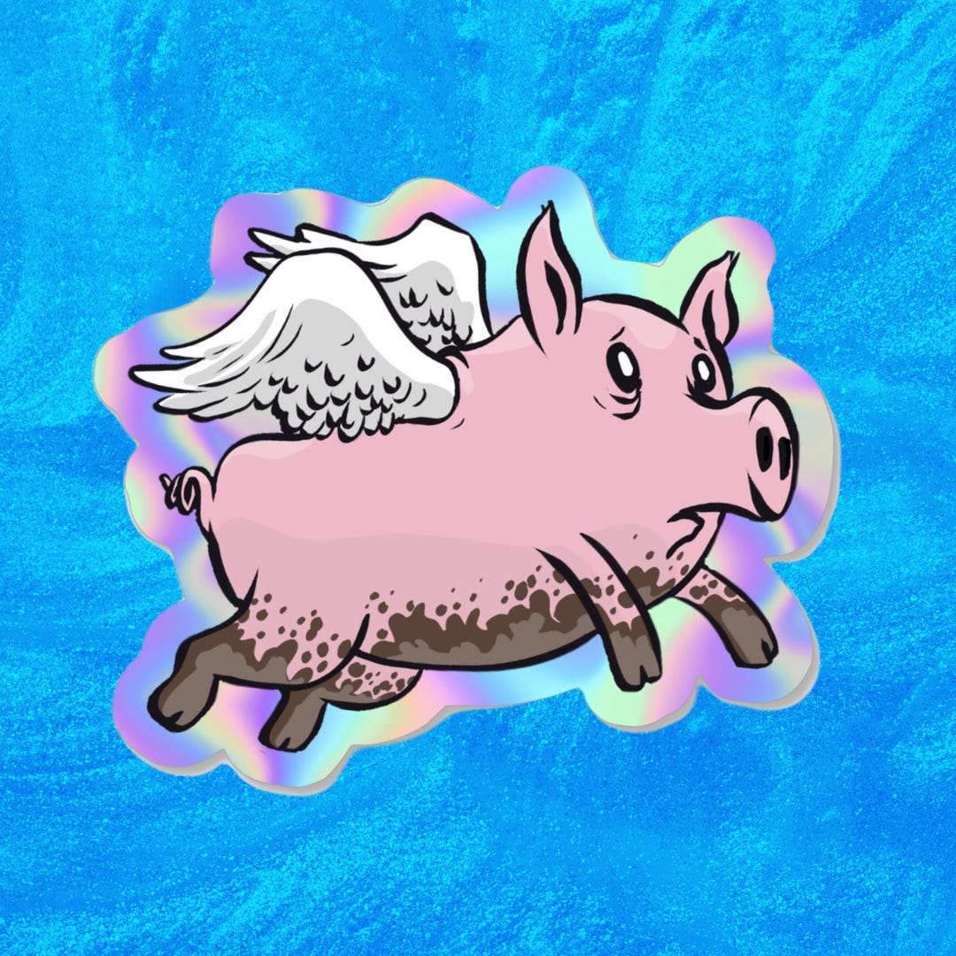 Flying Pig Sticker (5 Inch Size) - Etsy