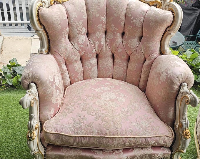 Pink Tufted Chair Italian Rococo : Vintage Accent Piece - Etsy