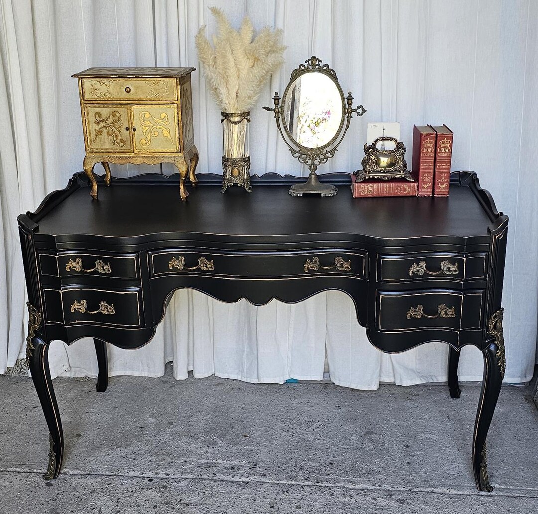 Louis XV French Provincial Desk, Vanity Table, Serpentine Desk/ Vanity ...