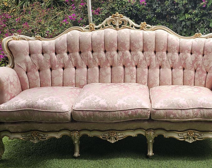 Italian Rococo Style Pink Tufted Sofa , Circa 1950's, Selling AS IS ...