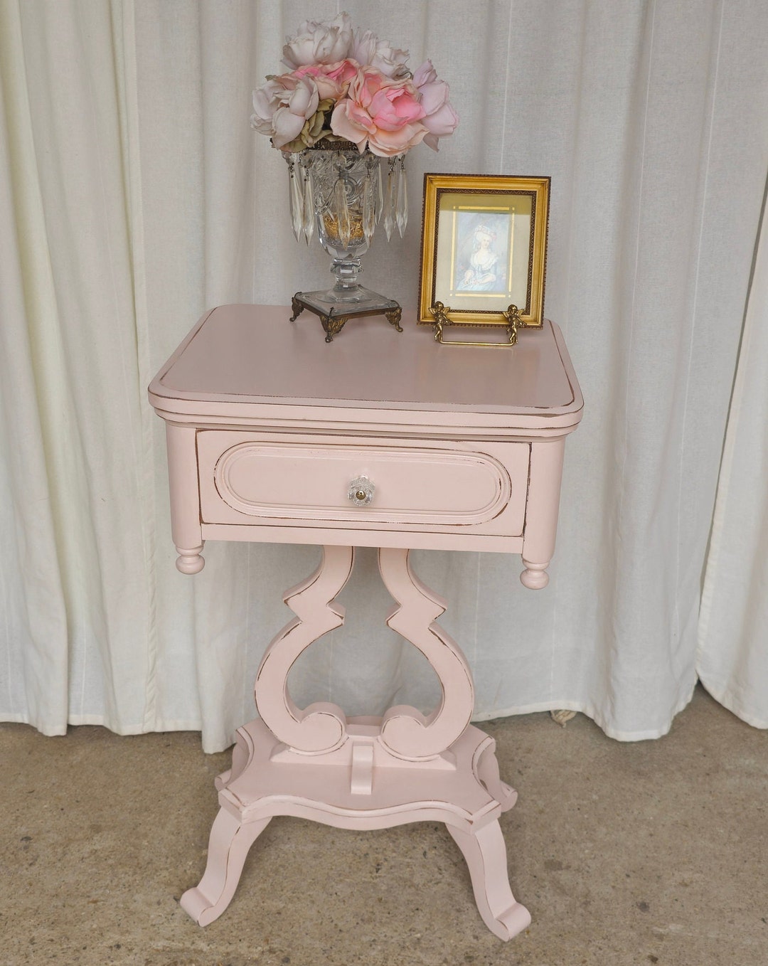 Victorian End Table, Pink End Table, Circa Late 1800s, Romantic Decor ...