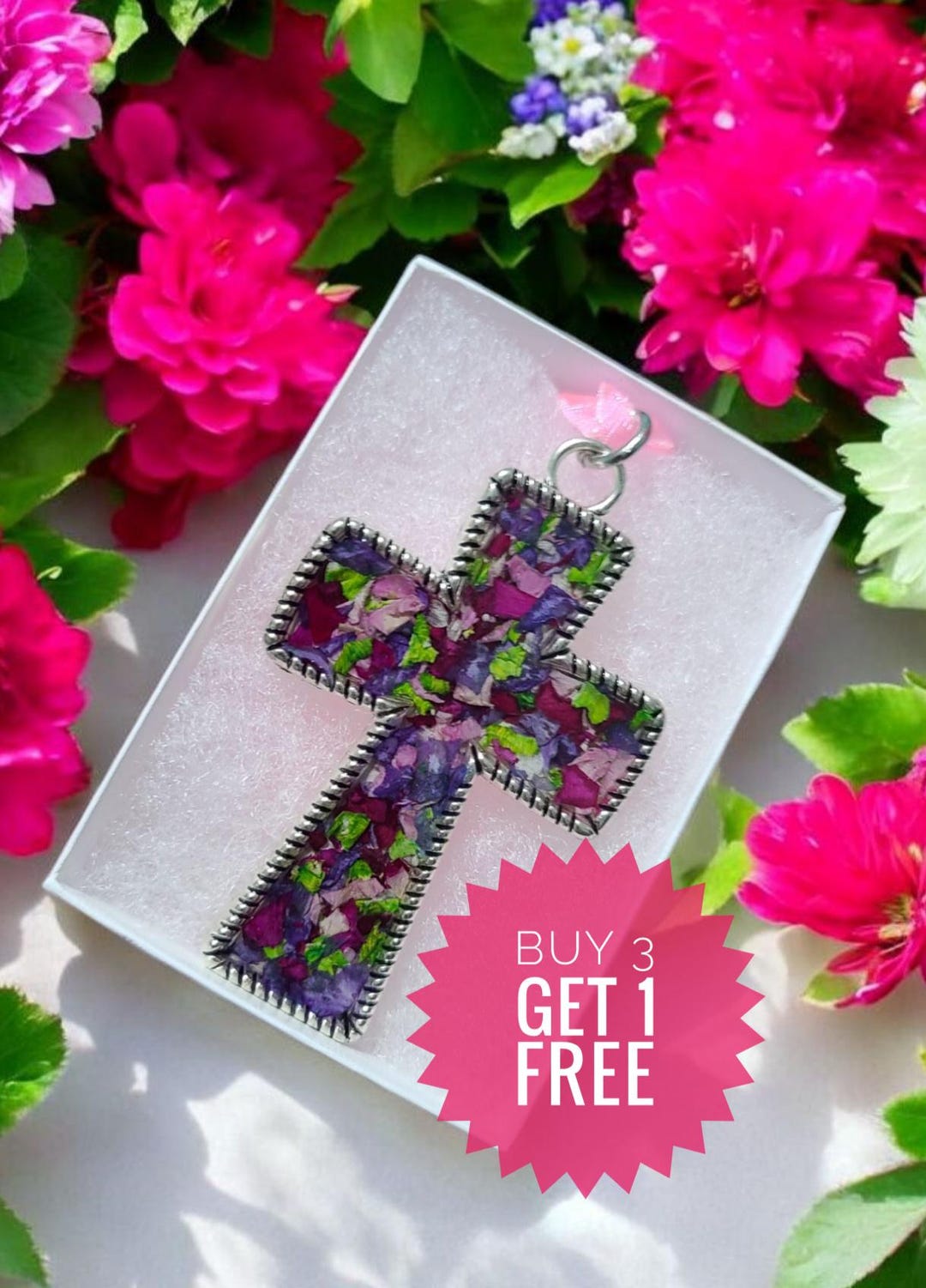 Dried Flower Memorial Cross, Keepsake Ornament, Cremation Jewelry ...