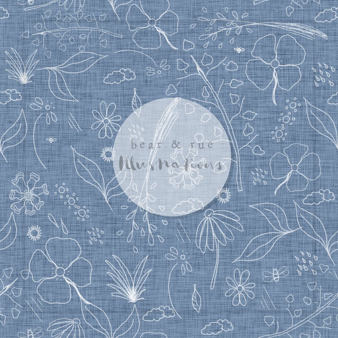Skeleton Floral / Blue / Seamless Pattern Design / Fabric Printing ...